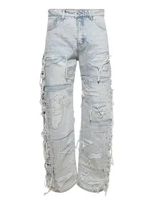 WHO DECIDES WAR BY EV BRAVADO Ultra Flare Distressed Denim - Blue