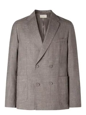 Officine Générale Leon Wool, Silk And Linen-blend Suit Jacket - Brown