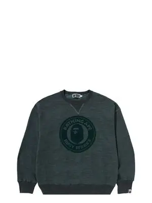 A BATHING APE Over Dye Busy Works Relaxed Fit Crewneck Sweatshirt - Green