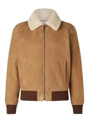 Saint Laurent Shearling Blouson Jacket - Brown