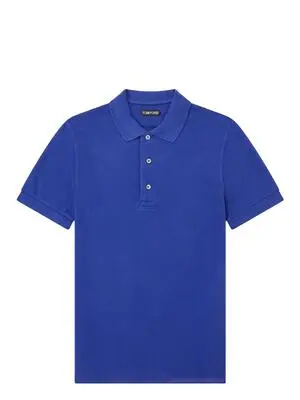 TOM FORD Slim-fit Lyocell And Cotton-blend Piqué Polo Shirt - Blue