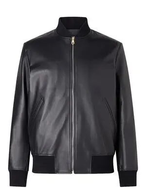 Paul Smith Leather Bomber Jacket - Black