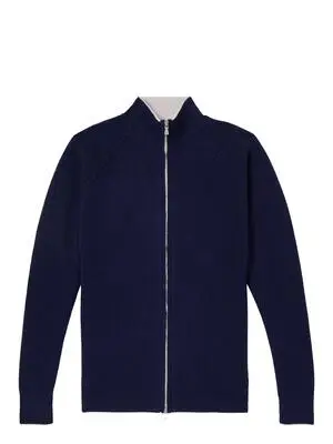 Eleventy Cashmere Zip-Up Sweater Navy