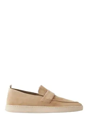 Saint Laurent Lewis Suede And Leather Sneakers Beige