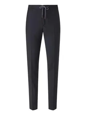SLOWEAR Slim-leg Virgin Wool Drawstring Trousers - Black