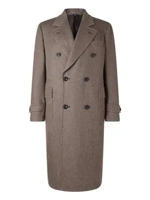 Thom Sweeney Wool-twill Double-breasted Overcoat - Brown