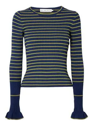 Proenza Schouler White Label Ribbed-knit Striped Sweater - Blue