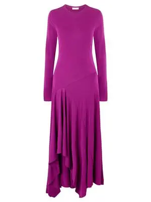 Ulla Johnson Leyna Asymmetric Draped Jersey Midi Dress - Purple