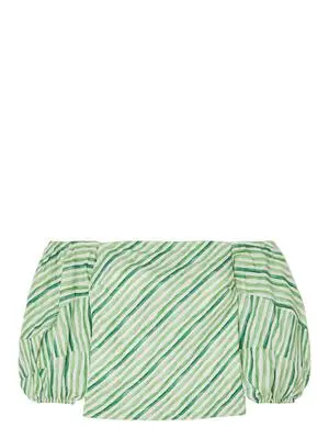Rosie Assoulin Off-the-shoulder Striped Blouse - Green