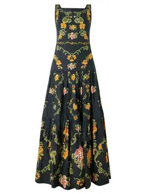 Agua Bendita Abeja Floral-print Linen Maxi Dress - Multi