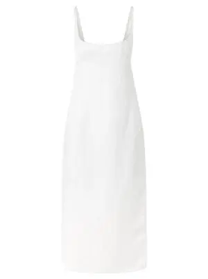 Khaite Lotte Linen Midi Dress - Neutrals