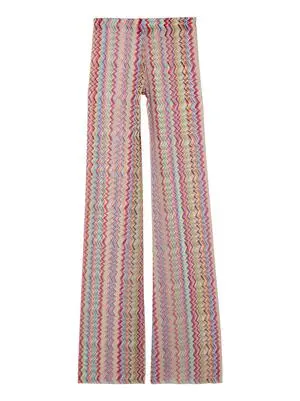 Missoni Striped Stretch-mesh Wide-leg Pants - Pink