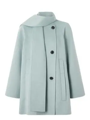 Proenza Schouler White Label Brisa Scarf-detailed Wool-blend Coat - Blue