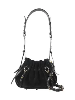 Isabel Marant Bolton Tasseled Leather-trimmed Suede Shoulder Bag - Black