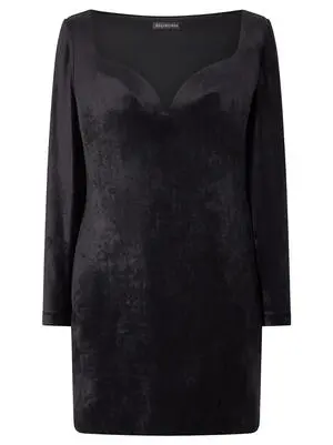 Balenciaga Stretch-velvet Mini Dress - Black