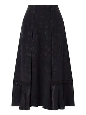 Maison Mayle Amparo Pleated Jacquard Midi Skirt - Black