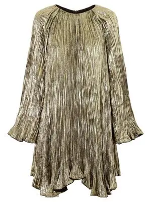 Ulla Johnson Claire Pleated Lurex Mini Dress - Gold