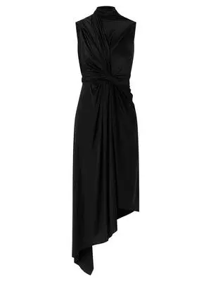 Balenciaga Asymmetric Draped Knotted Dress - Black