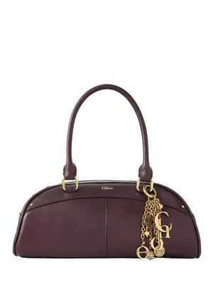 Chloé Bowling Leather Shoulder Bag - Burgundy