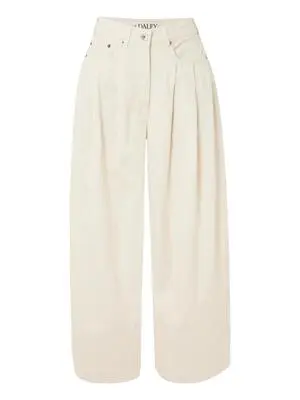 S.S.DALEY Ivy Pleated Cropped Barrel-leg Jeans - Ecru