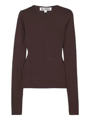 Eterne Ribbed Jersey Top Brown