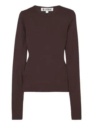 Eterne Ribbed Jersey Top - Brown