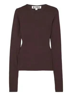 Eterne Ribbed Jersey Top Chocolate