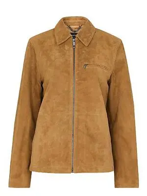 Whistles Kate Regular-fit Suede Jacket - Tan