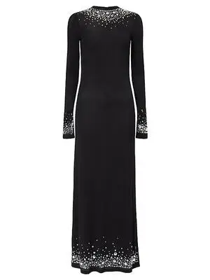 Rabanne Studded Long-sleeve Jersey Maxi Dress - Black