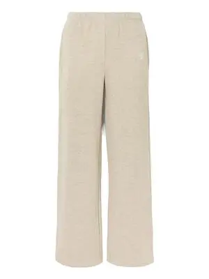 Eterne Embroidered French Cotton-blend Terry Wide-leg Sweatpants - Neutrals