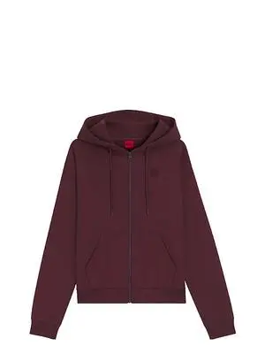 Hugo Logo-embroidered Zip-up Cotton-jersey Hoody - Dark Purple