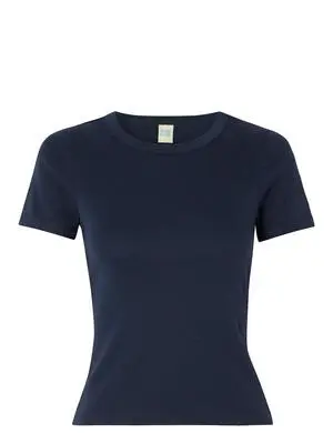FLORE FLORE Car Ribbed Organic Cotton-Jersey T-Shirt Blue