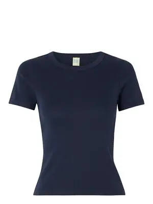 FLORE FLORE Car Ribbed Organic Cotton-Jersey T-Shirt Navy