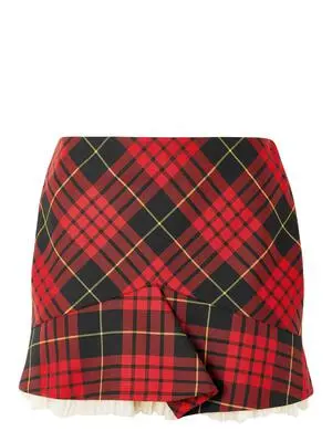 Alexander McQueen Checked Woven Mini Skirt - Red