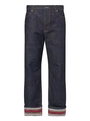 Loewe Turn-up Wide-leg Denim Jeans - Raw Denim/blue