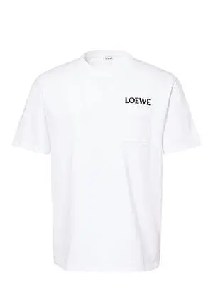 Loewe Brand-embroidery Relaxed-fit Cotton-jersey T-shirt - White