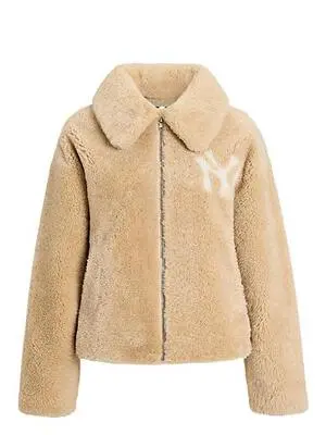 Polo Ralph Lauren Yankees Logo Shearling Bomber Jacket - Camel
