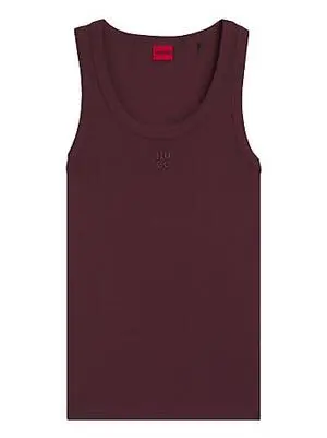 Hugo Logo-embroidered Cotton-blend Tank Top - Dark Purple