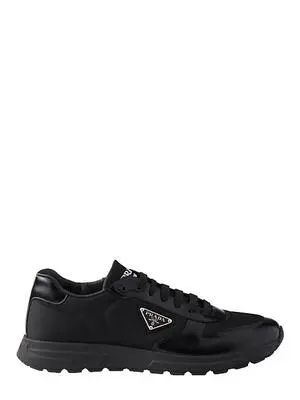 Prada Prax Re-nylon And Brushed Leather Trainers - Black