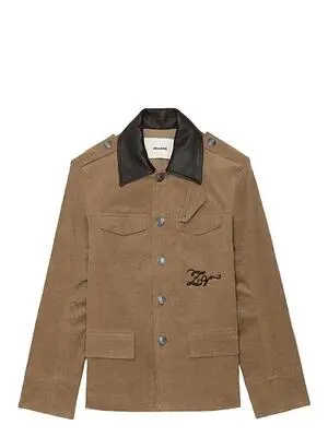 Zadig&Voltaire Cotton-corduroy Jacket With Leather Collar - Cookie