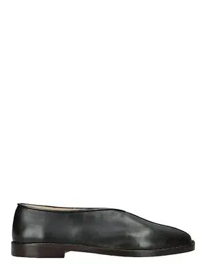 LEMAIRE Flat Piped Leather Slippers - Black