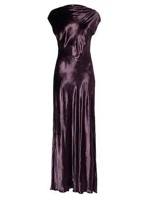TWP Cowl-neck Velvet Silk-blend Maxi Dress - Plum