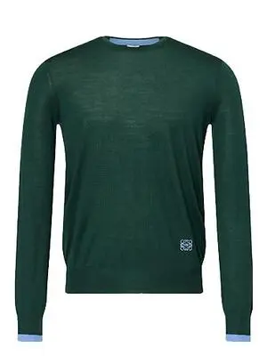Loewe Crewneck Wool Jumper With Contrast Cuffs - Green/blue