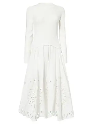 Simkhai Daila Embroidered Knit Midi Dress - White