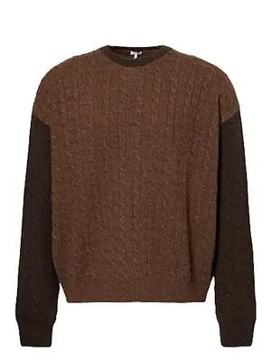 Loewe Cable-knit Cashmere-blend Jumper - Brown/dark Brown