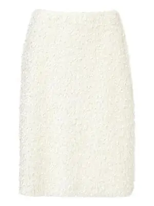 Vince Fringe Woven Midi Skirt - Lt Cream