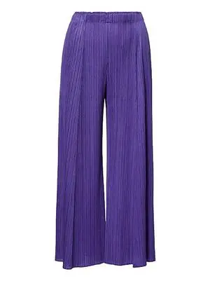 Issey Miyake Pleated Wide-leg Knit Trousers - Purple