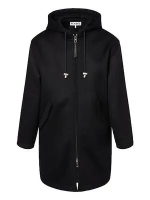 Loewe Relaxed-fit Hooded Wool Coat - Black