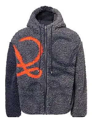 Loewe Anagram Hooded Fleece Jacket - Navy/orange