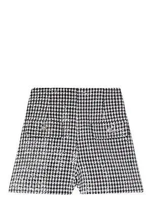 Sandro Houndstooth Sequin-embellished Tweed Shorts - Black / White